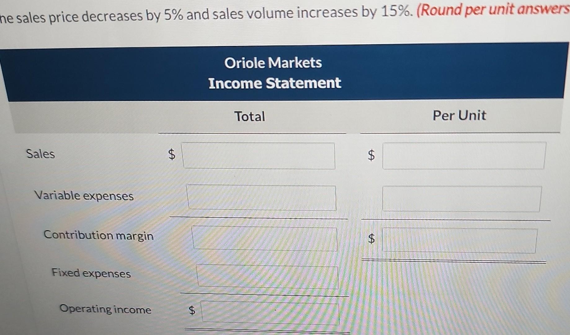 Solved The sales price increases by 10% and sales volume | Chegg.com