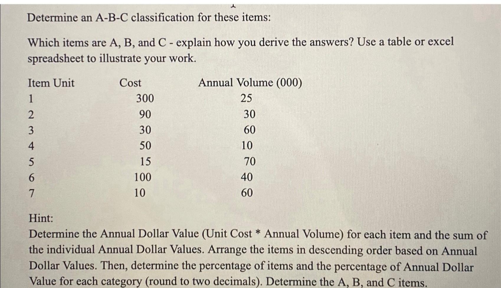 Solved Determine an A-B-C classification for these | Chegg.com