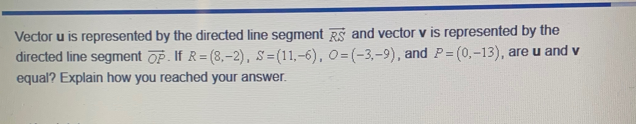 Solved Vector u ﻿is represented by the directed line segment | Chegg.com