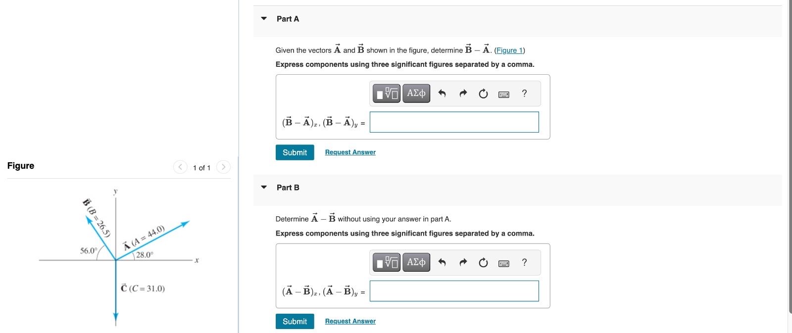 Solved Part AGiven the vectors vec(A) ﻿and vec(B) ﻿shown in | Chegg.com
