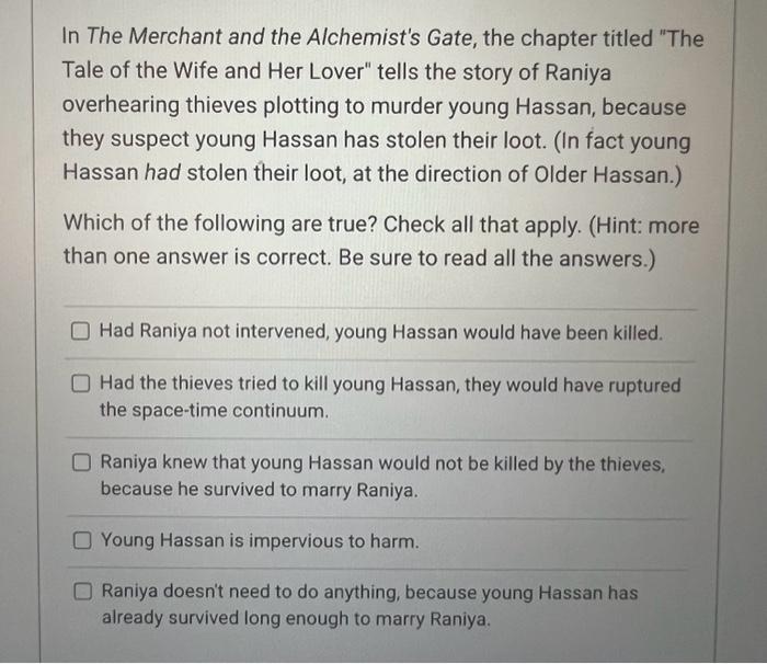 In The Merchant and the Alchemist's Gate, the chapter | Chegg.com