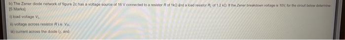 Solved b) The Zervor diodo notwork of figure 2e has a | Chegg.com