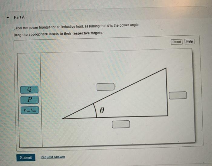 Solved Part A Label the power triangle for an inductive | Chegg.com