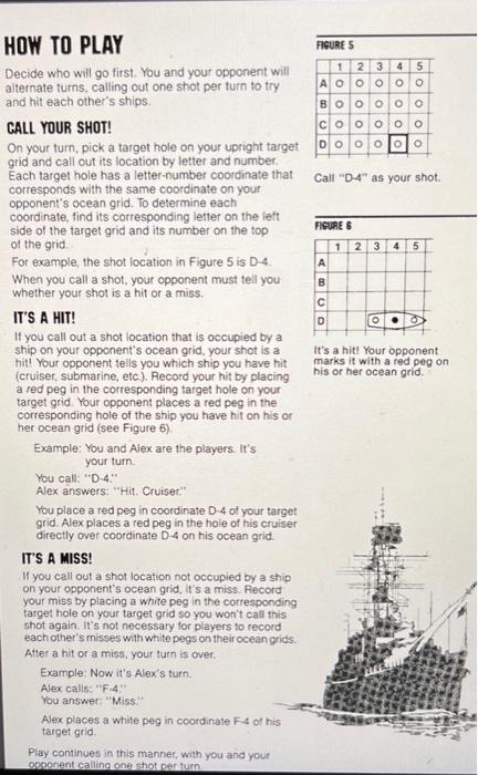 Solved For 2 Players OBJECT OF THE GANE Be the first to sink | Chegg.com