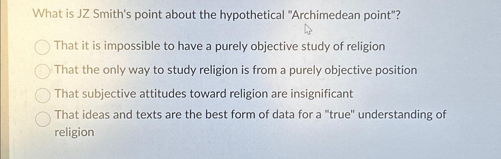 Solved What is JZ Smith's point about the hypothetical | Chegg.com