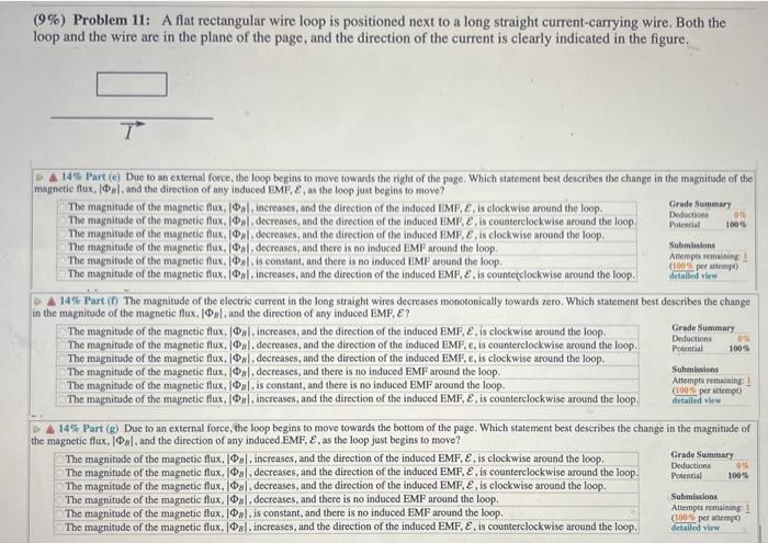 Solved (9\%) Problem 11: A flat rectangular wire loop is | Chegg.com