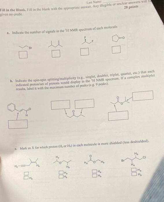 Solved Last Name: Fill in the Blank. Fill in the blank with | Chegg.com