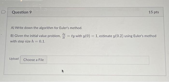 Solved A) Write down the algorithm for Euler's method. B) | Chegg.com