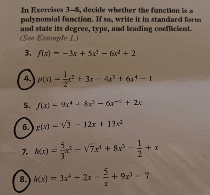 Solved In Exercises 3-8, decide whether the function is a | Chegg.com