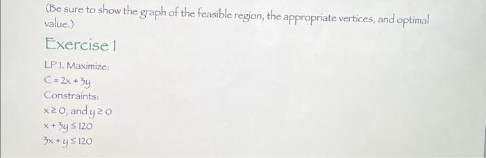 Solved (Be sure to show the graph of the feasible region, | Chegg.com