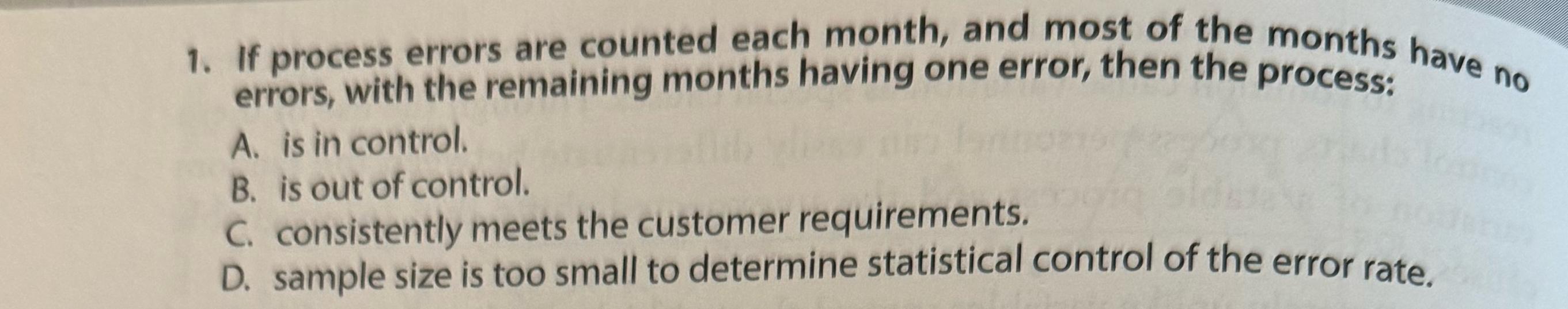 Solved If process errors are counted each month, and most of | Chegg.com
