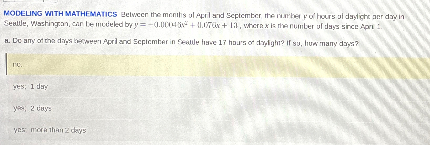 Solved MODELING WITH MATHEMATICS Between the months of April | Chegg.com