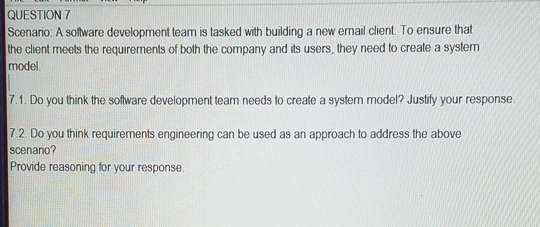 Solved Scenario: A software development team is tasked with | Chegg.com