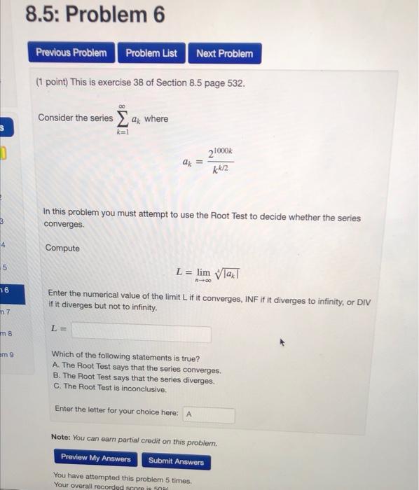 Solved (1 point) This is exercise 38 of Section 8.5 page | Chegg.com