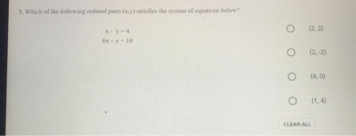 Solved 1. Which of the following ordered pairs (x,y) | Chegg.com