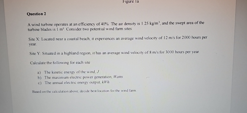 Solved Figure laQuestion 2A wind turbine operates at an | Chegg.com