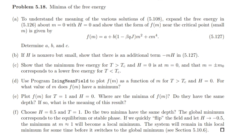Solved Problem 5.18. ﻿Minima of the free energy(a) ﻿To | Chegg.com