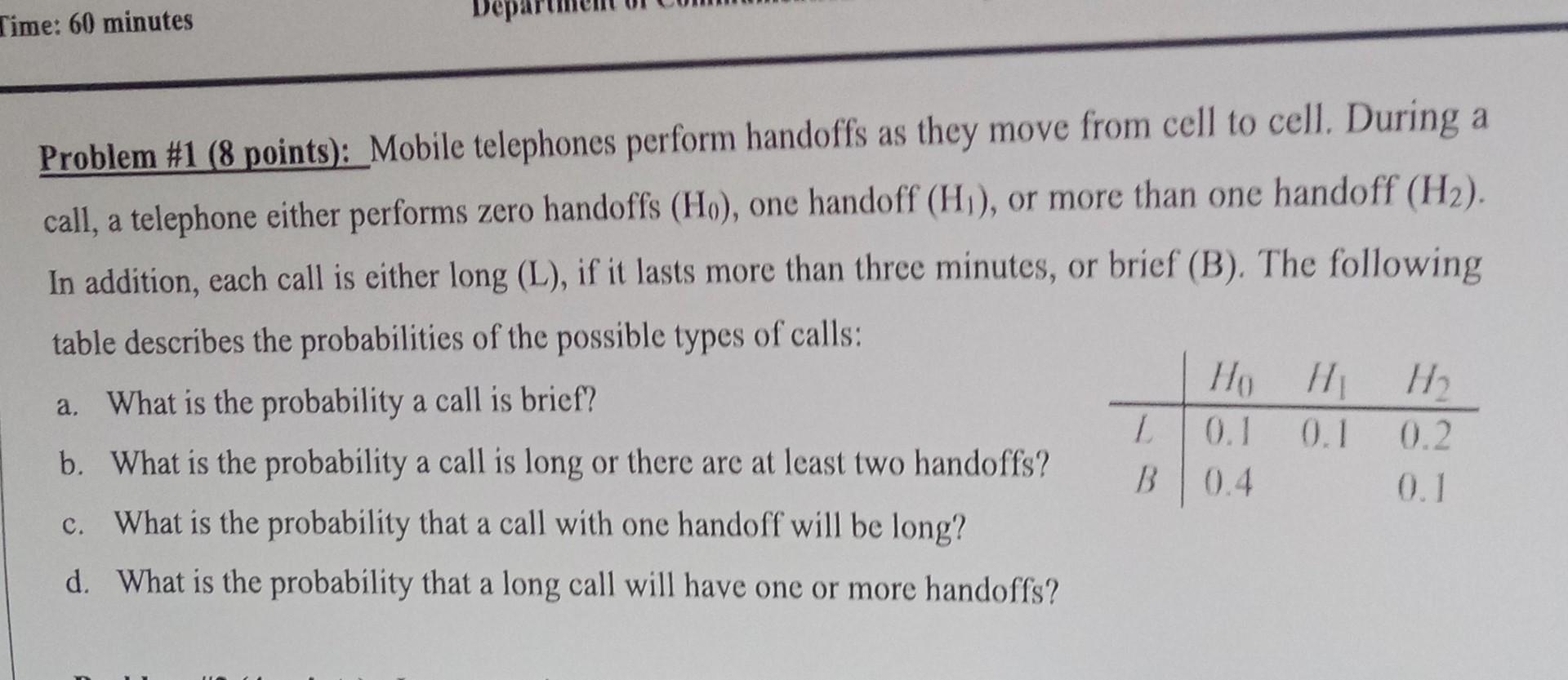 Solved Problem #1 (8 points): Mobile telephones perform | Chegg.com