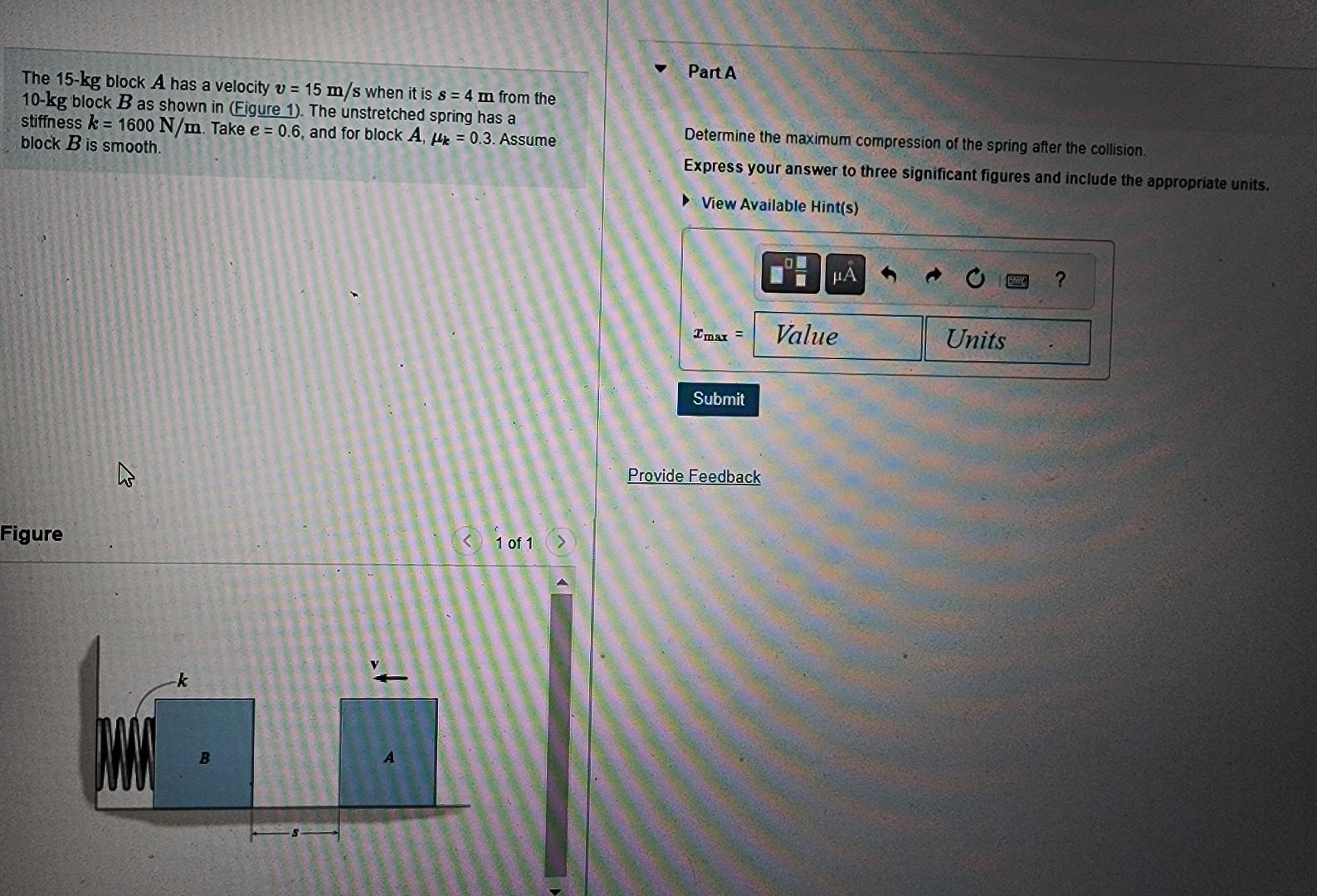 Solved The 15−kg block A has a velocity v=15 m/s when it is | Chegg.com