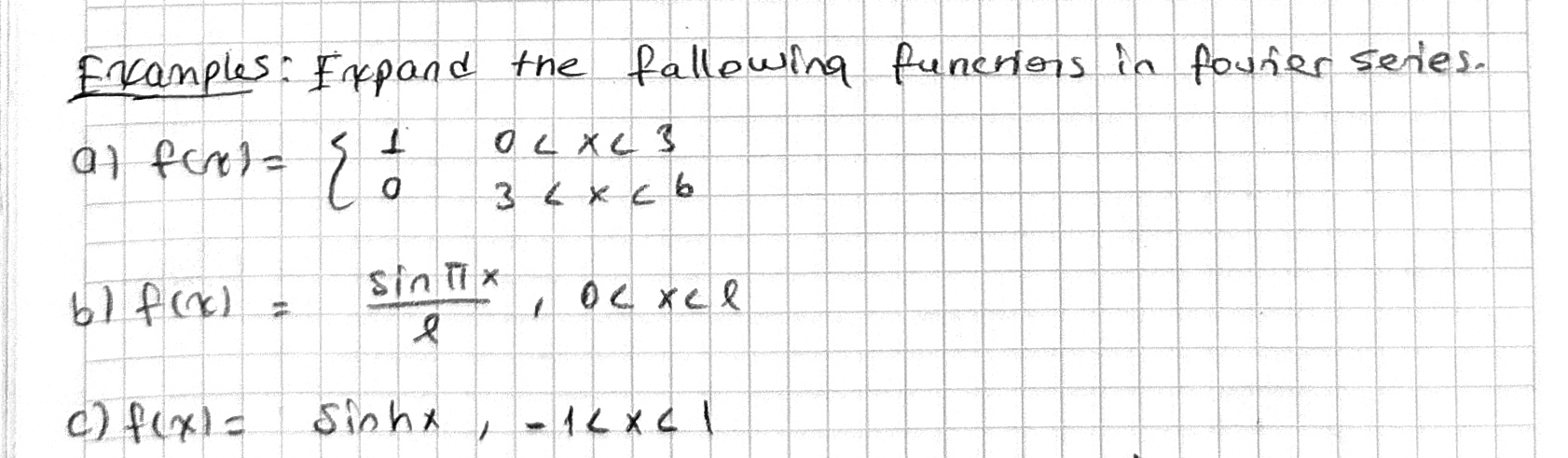 Solved Examples: Expand the fallowing funcrions in fourer | Chegg.com