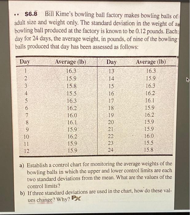 Solved . 56.8 Bill Kime's bowling ball factory makes bowling | Chegg.com