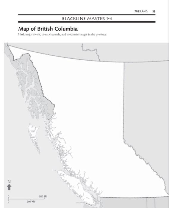 Map of British Columbia Mark major rivers, lakes, | Chegg.com