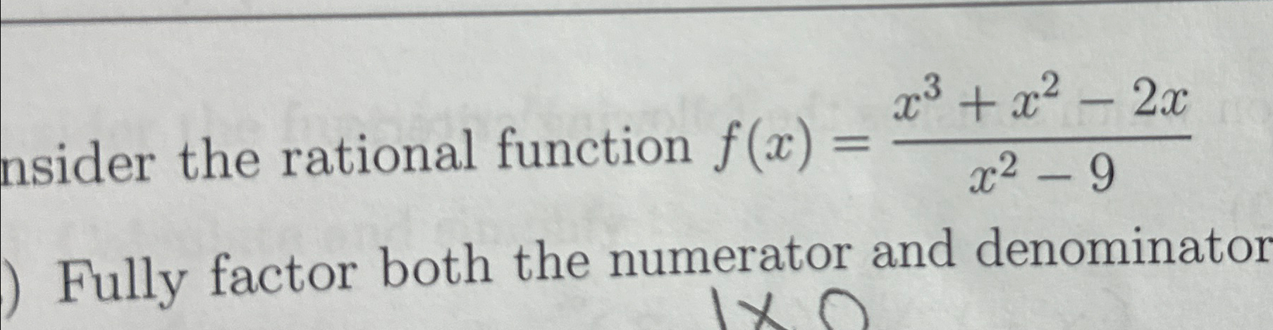 Solved nsider the rational function f(x)=x3+x2-2xx2-9Fully | Chegg.com