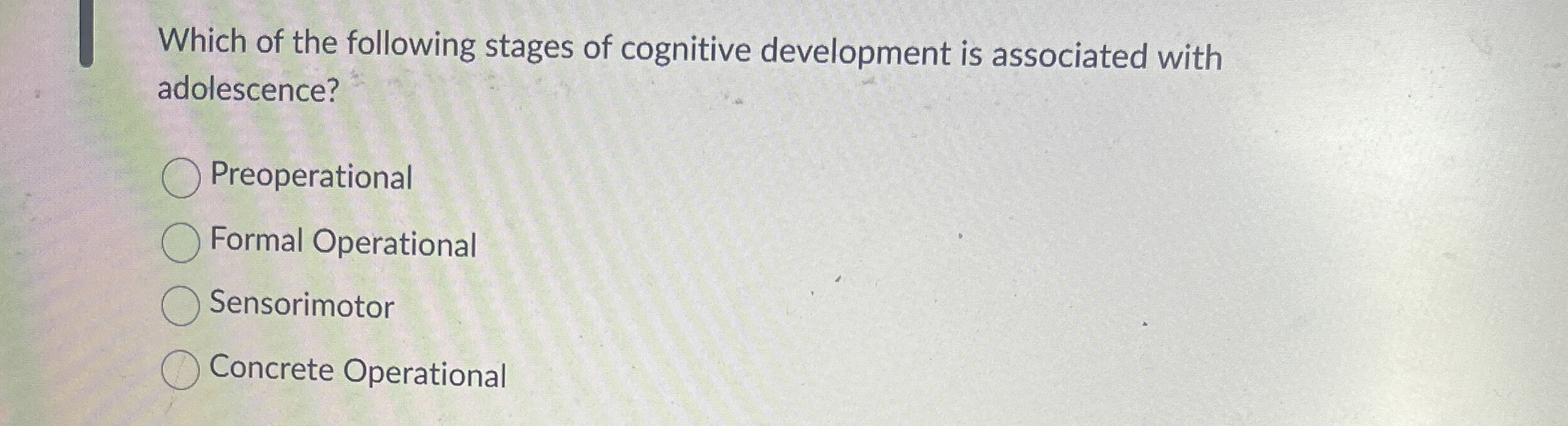 Solved Which of the following stages of cognitive | Chegg.com