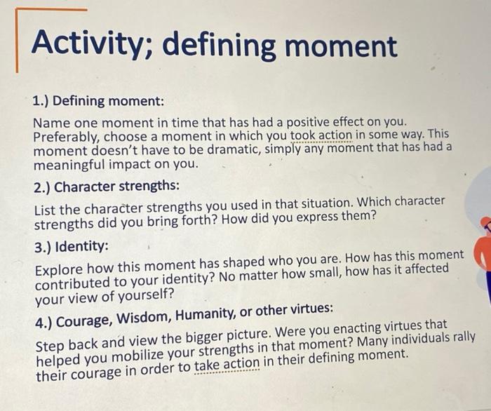 Use the following character strengths:Honesty , | Chegg.com