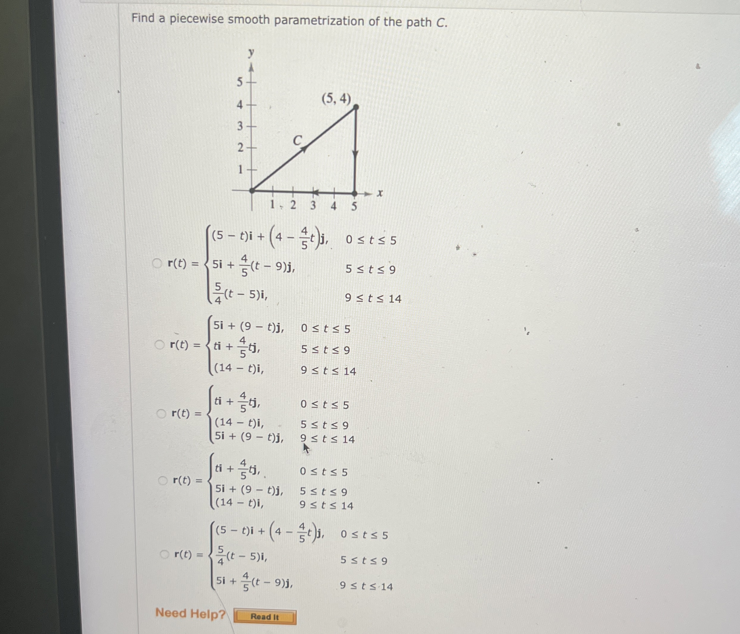 Find a piecewise smooth parametrization of the path | Chegg.com