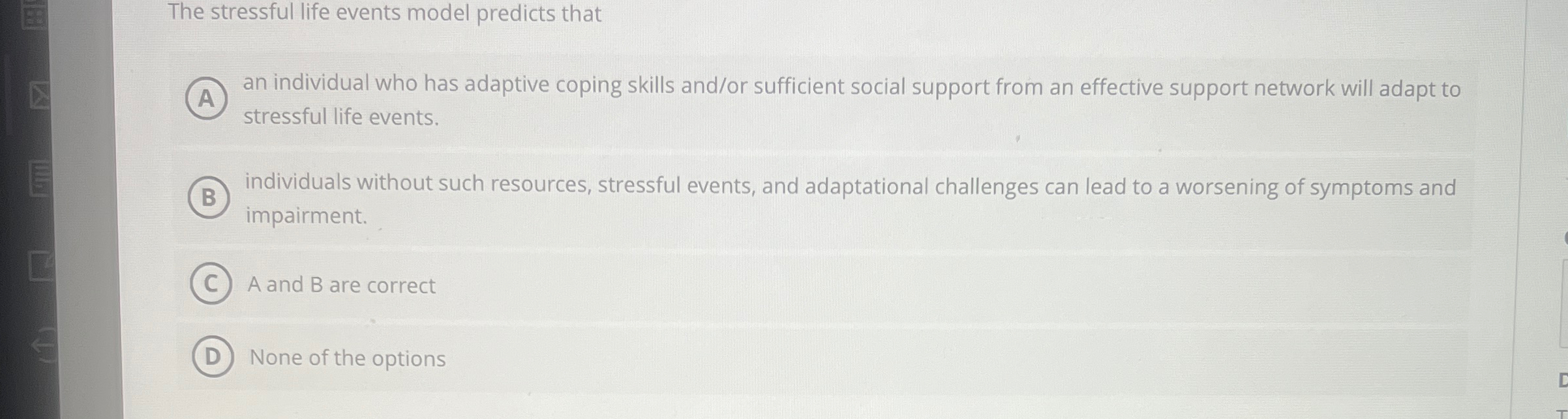 Solved The stressful life events model predicts thatan | Chegg.com