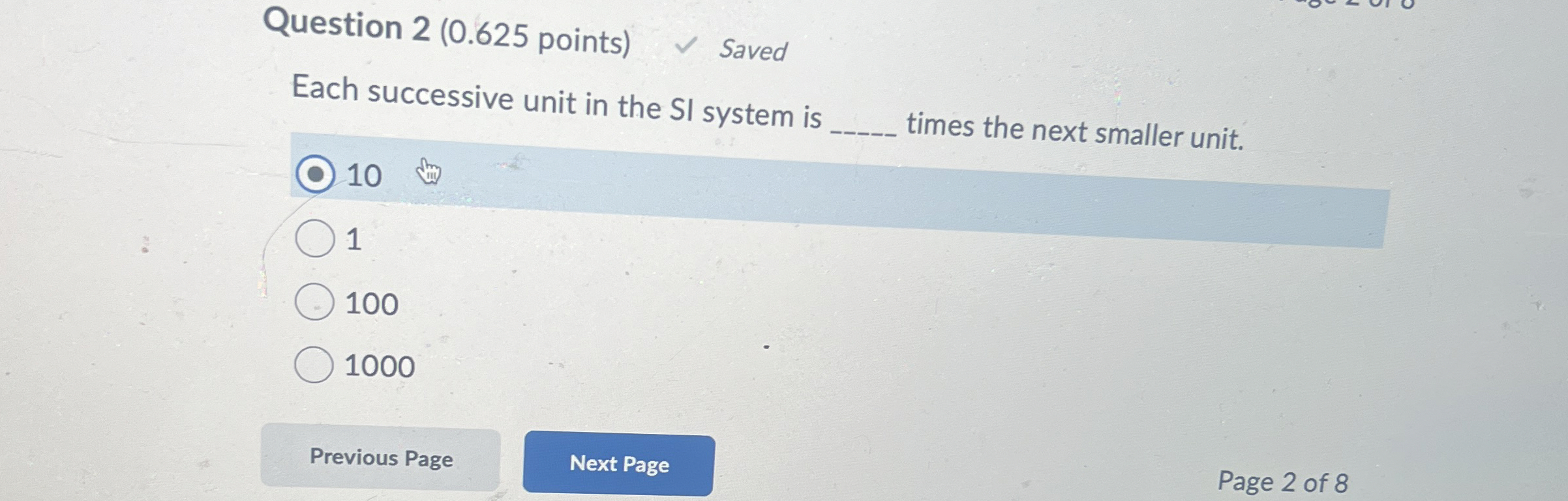 Solved Question 2 ( 0.625 ﻿points)SavedEach successive unit | Chegg.com