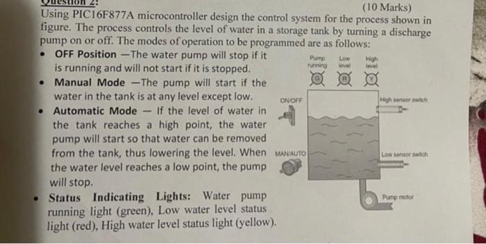 Solved Using PIC16F877A microcontroller design the control | Chegg.com