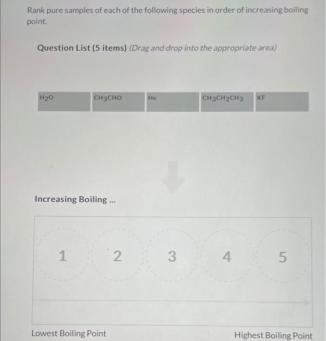 Solved Rank pure samples of each of the following species in | Chegg.com