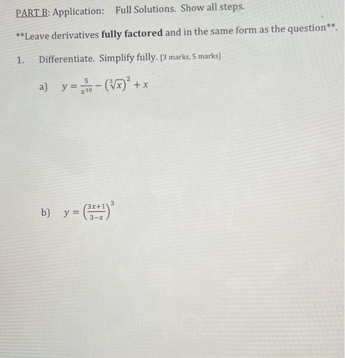 Solved PART B: Application: Full Solutions. Show all steps. | Chegg.com