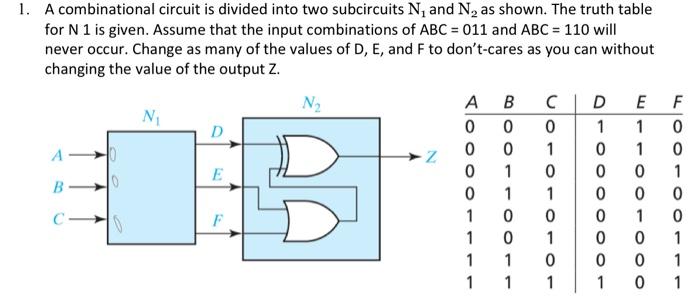 Solved F 1. A combinational circuit is divided into two | Chegg.com