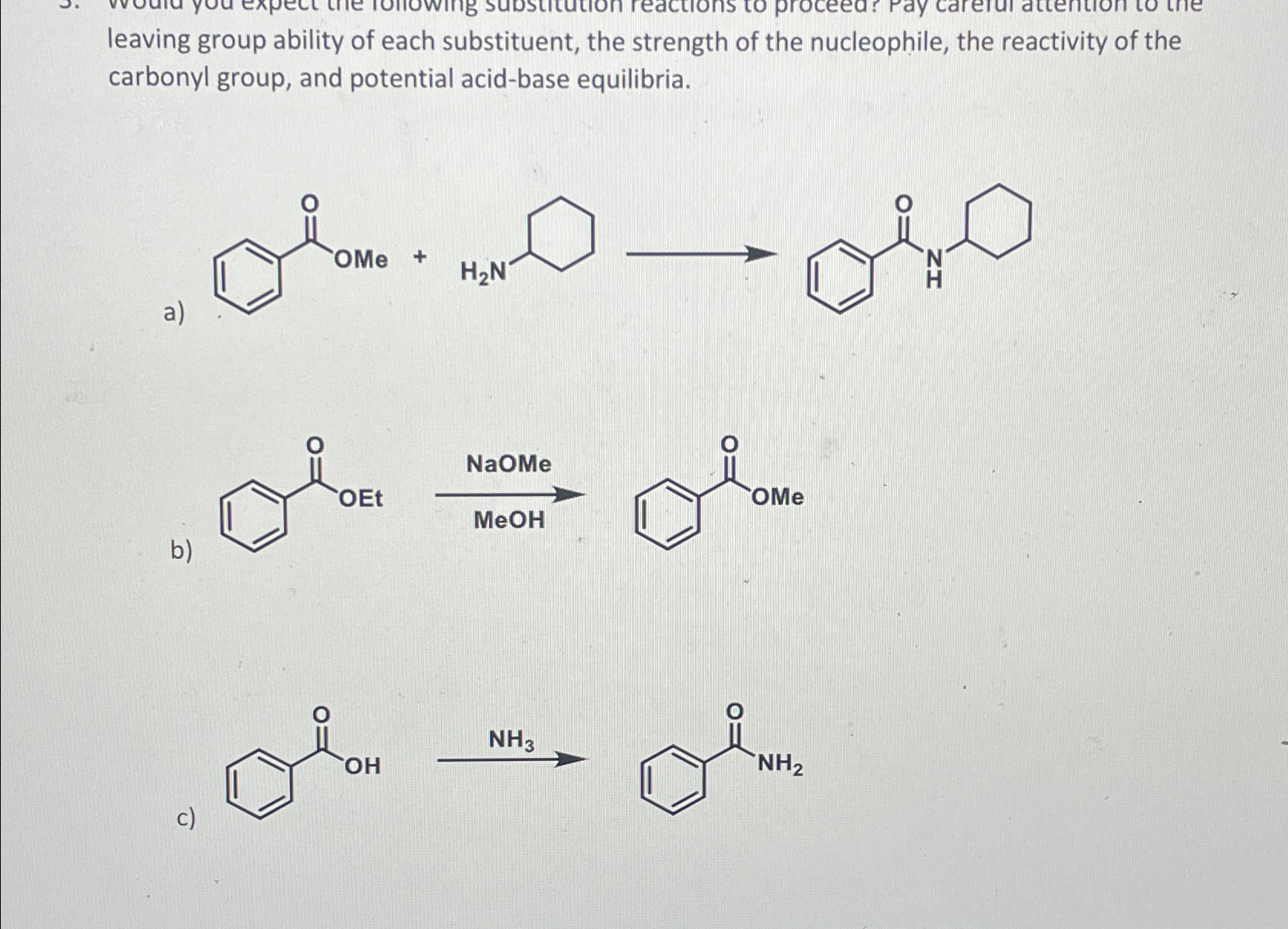Solved leaving group ability of each substituent, the | Chegg.com