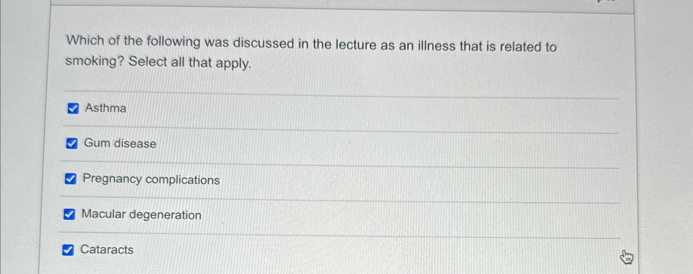 Solved Which of the following was discussed in the lecture | Chegg.com