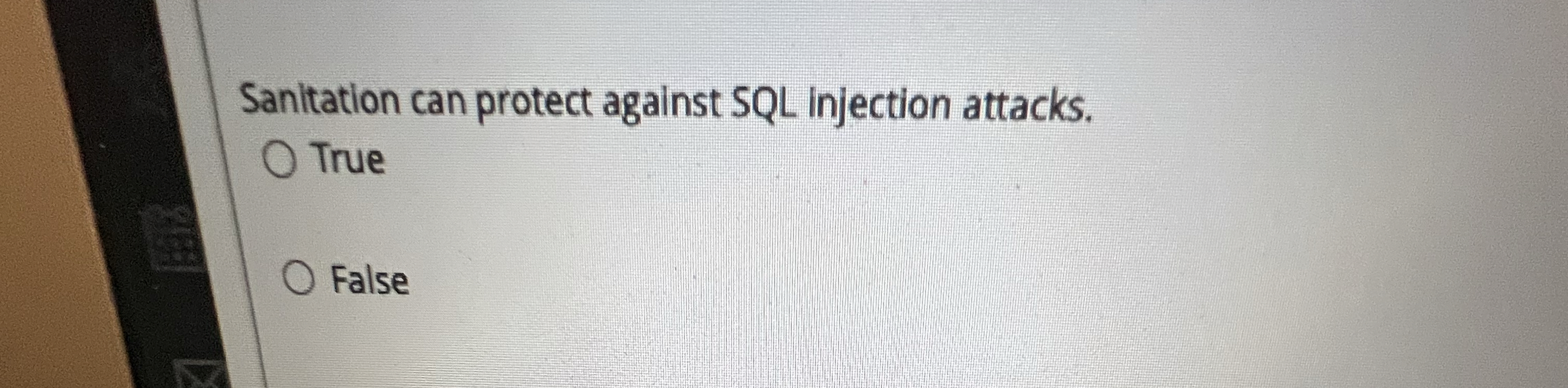 Solved Sanitation can protect against SQL injection | Chegg.com