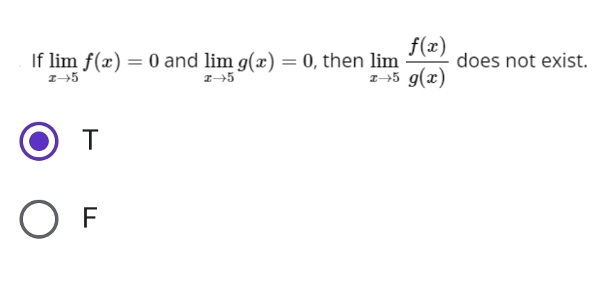 Solved If limx→5f(x)=0 ﻿and limx→5g(x)=0, ﻿then | Chegg.com