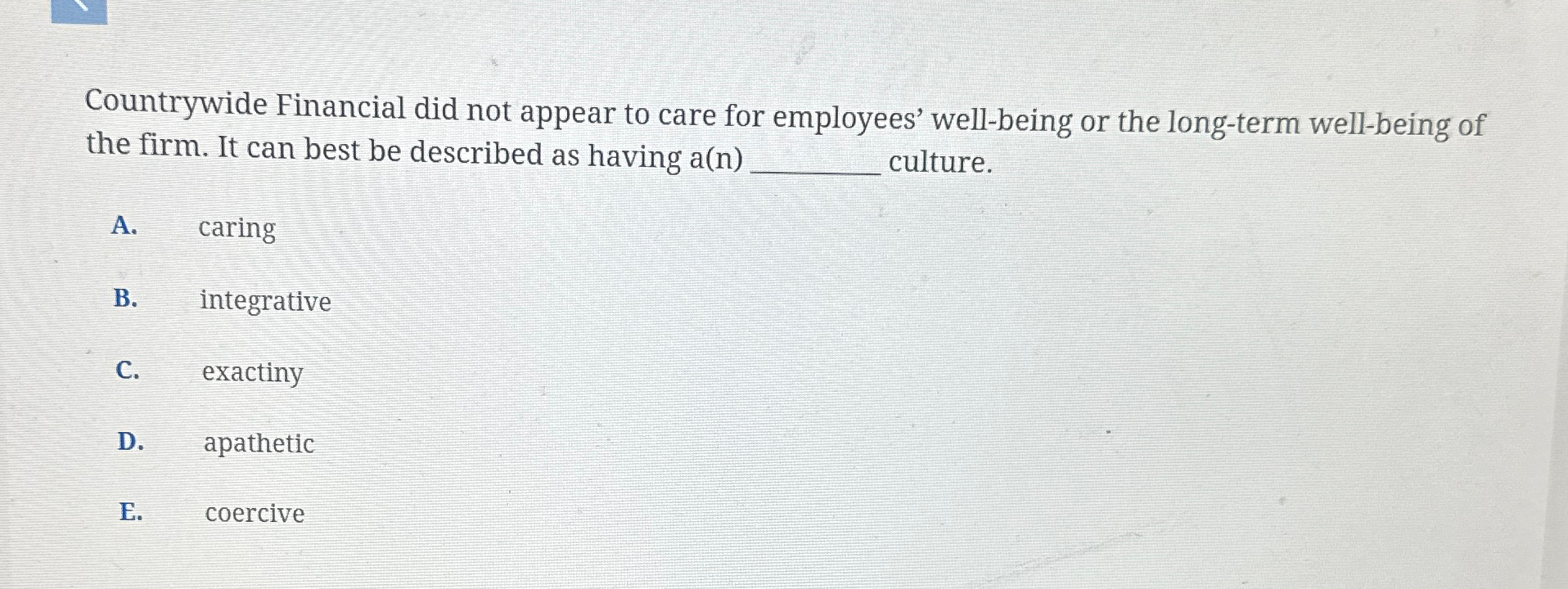 Solved Countrywide Financial did not appear to care for | Chegg.com