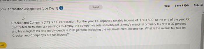 Solved Help Sove & Exit Submit Saved pply: Application | Chegg.com
