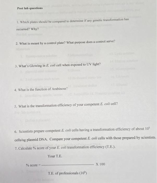 Solved 1. Which plates should be compared to determine if | Chegg.com