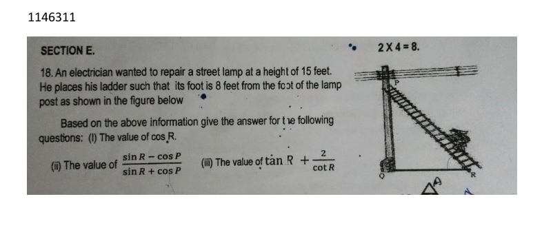 Solved 1146311SECTION E.18. ﻿An electrician wanted to repair | Chegg.com