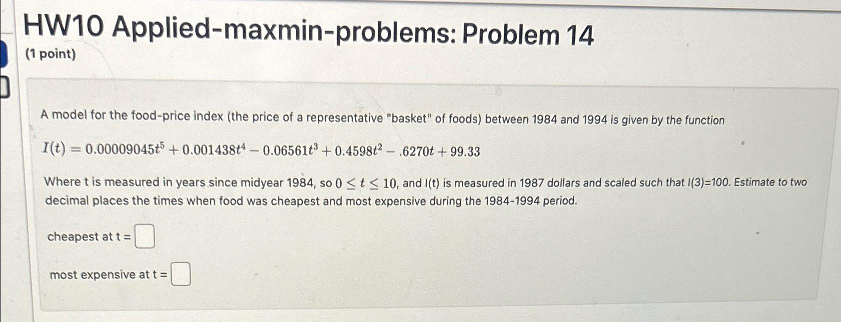 Solved HW10 ﻿Applied-maxmin-problems: Problem 14(1 ﻿point)A | Chegg.com