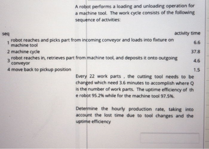 Solved A Robot Performs A Loading And Unloading Operation