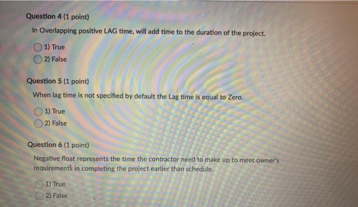 Solved Question 4 (1 point) In Overlapping positive LAG | Chegg.com
