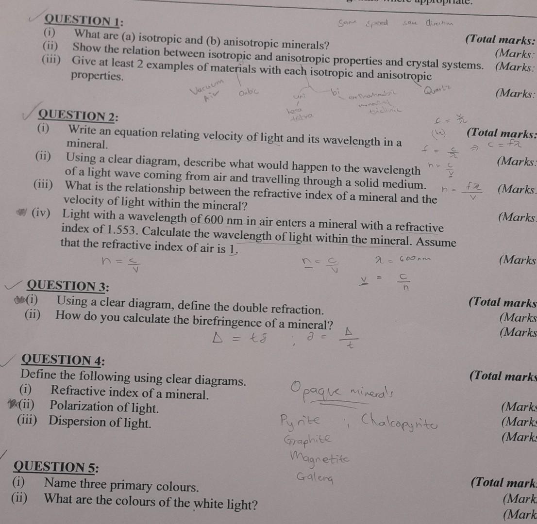 Solved QUESTION 1: (i) What are (a) isotropic and (b) | Chegg.com