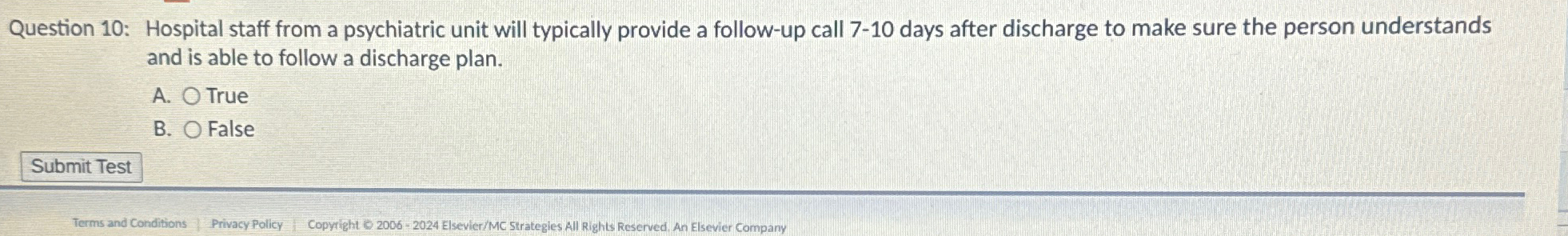 Solved Question 10: Hospital staff from a psychiatric unit | Chegg.com