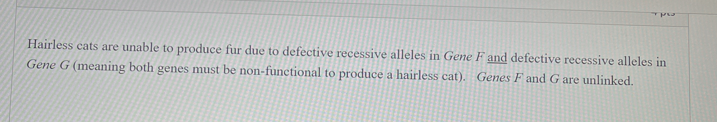 Solved Hairless cats are unable to produce fur due to | Chegg.com